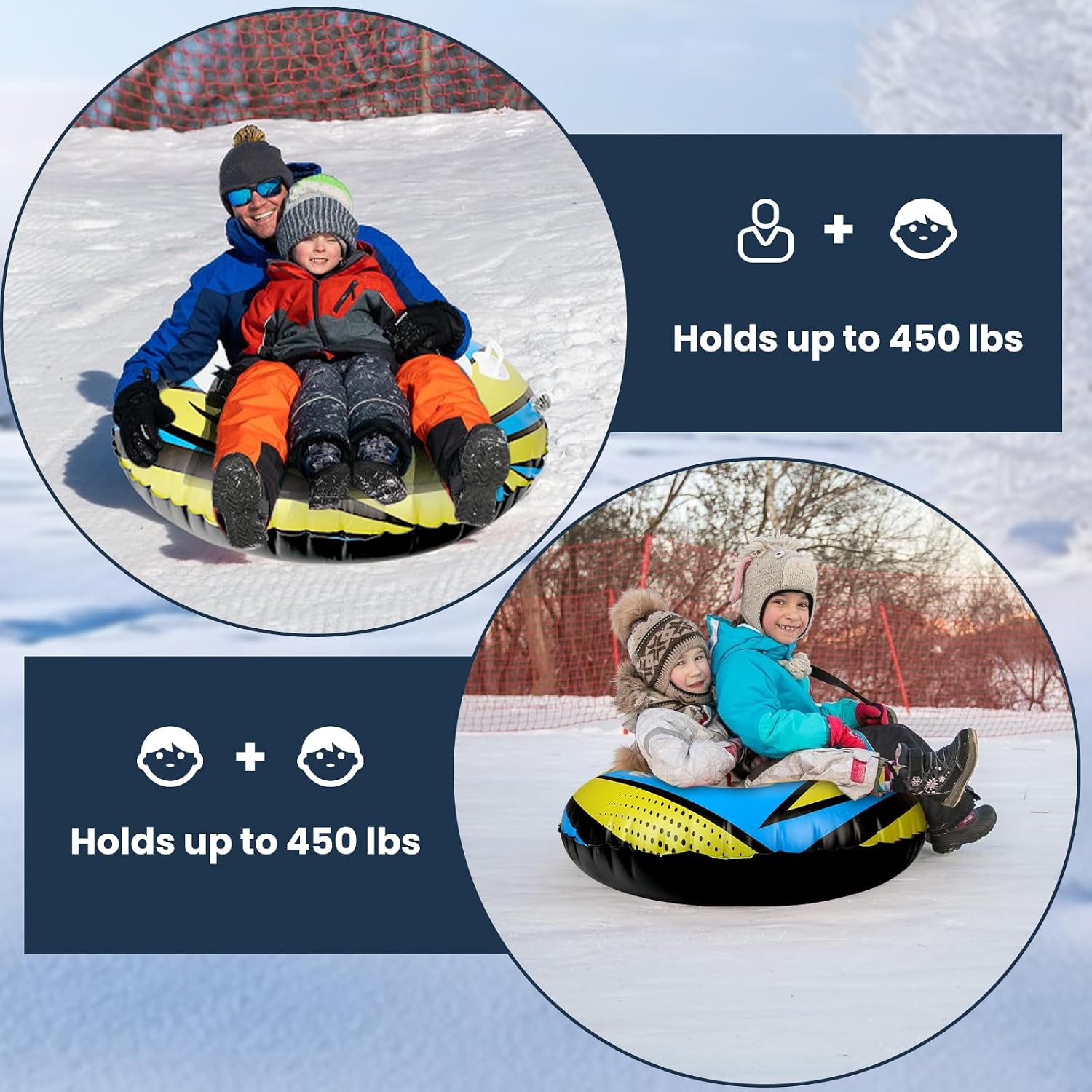 Snow Sleds Snowstorm Sled WOW Sports POW Snow Tube - Heavy Duty ...