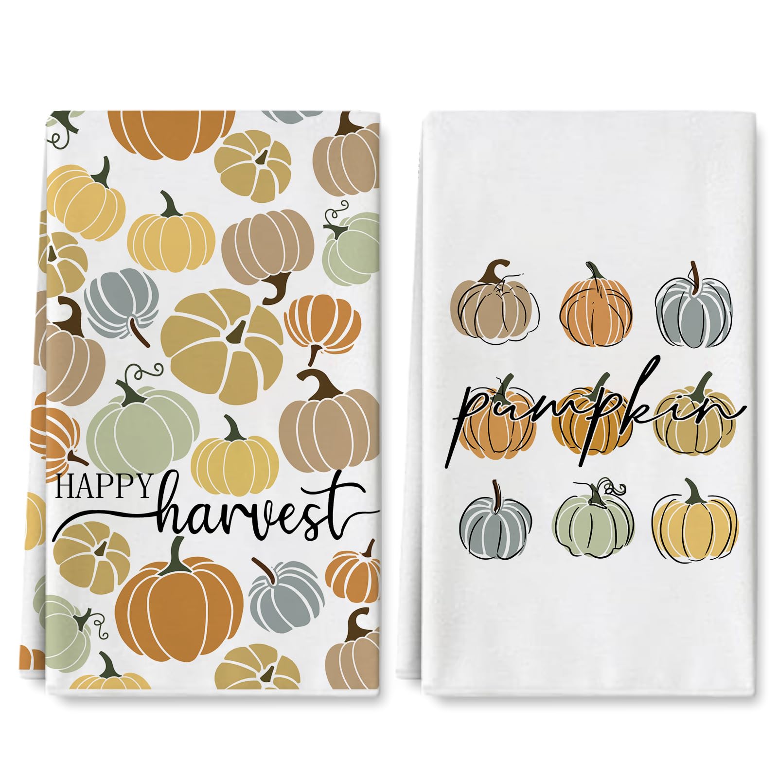 Amazon.com: AnyDesign Fall Pumpkin Kitchen Dish Towel Happy Harvest Tea ...