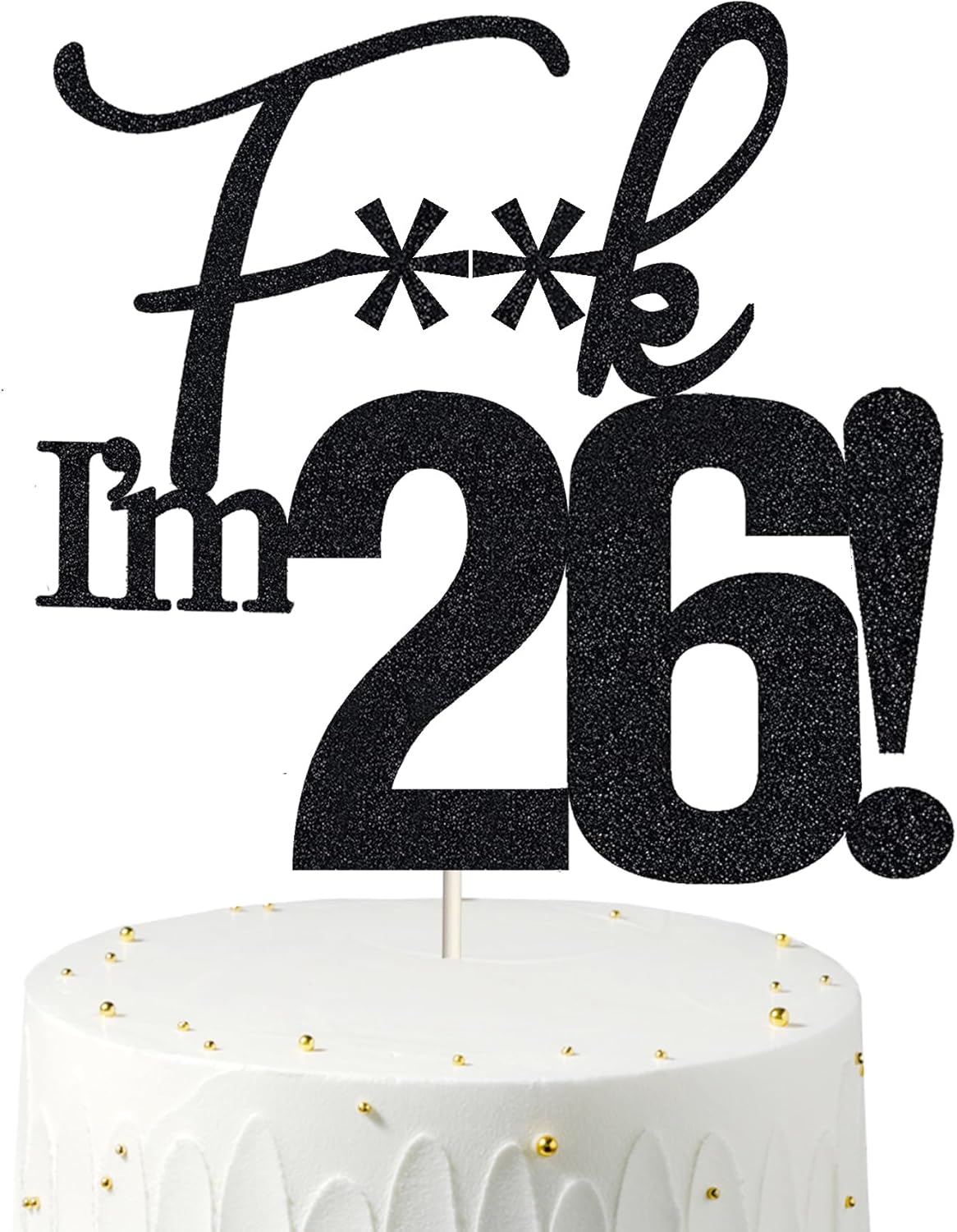 26 Cake Toppers - Black Glitter Birthday Decorations for Men and Women ...