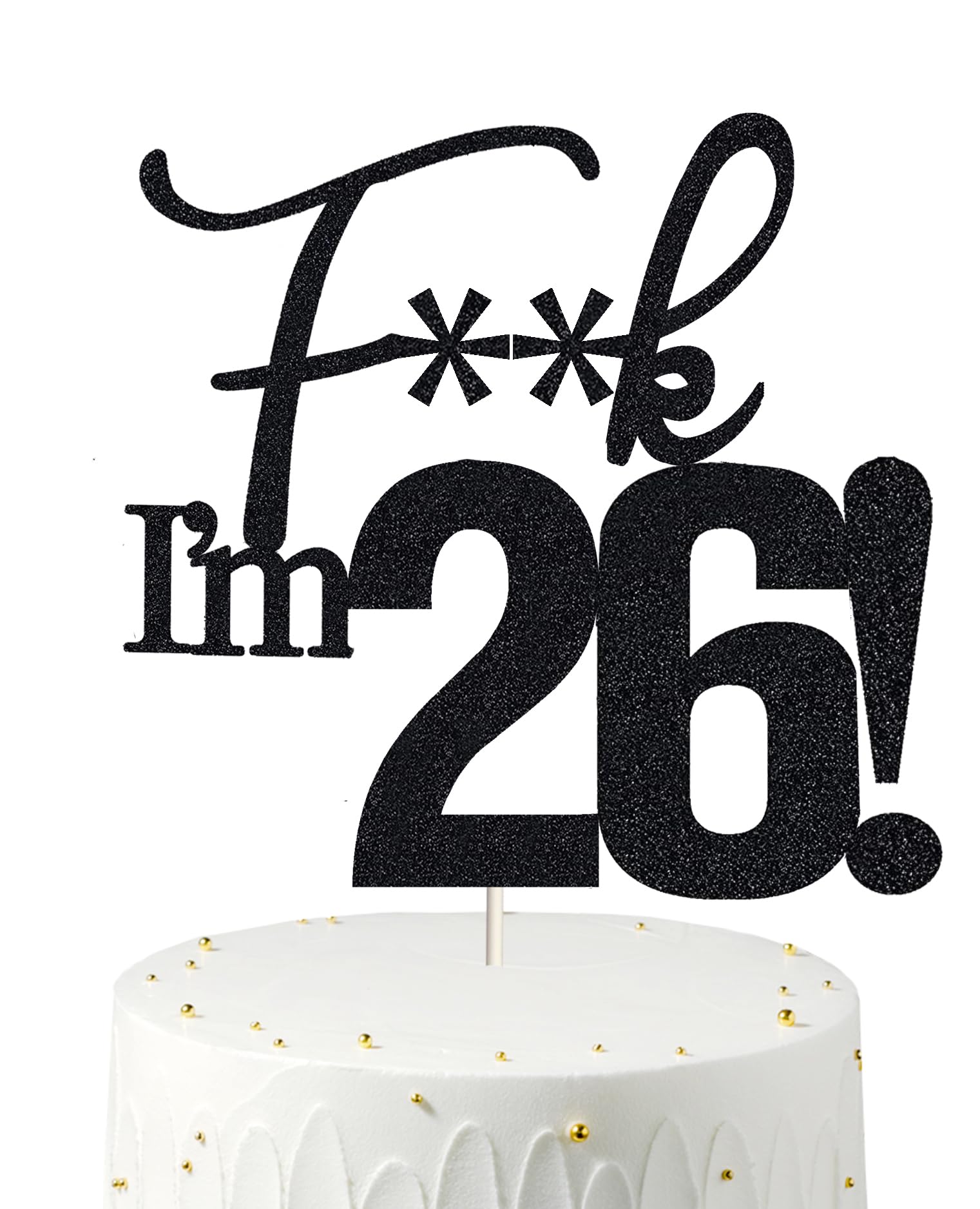 Snapklik.com : 26 Cake Toppers, 26 Birthday Cake Toppers-Black Glitter ...
