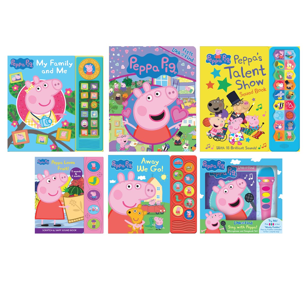 Peppa Pig 6 Board Book Value Bundle - 4 Sound Books, Board Book with ...