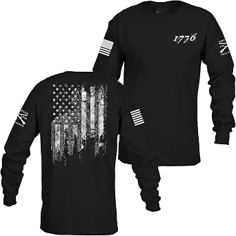 Amazon.com: Grunt Style 1776 Flag Long Sleeve Men's T-Shirt (Red, Small ...