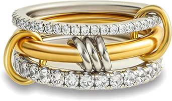 Bopiu Gold Stackable Rings for Women Non Tarnish, Dainty Stackable 18k ...