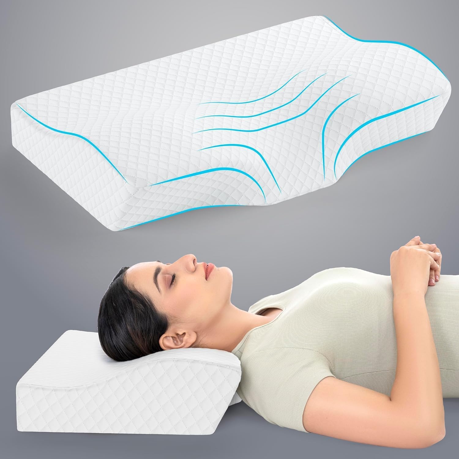 MASHUR FAB Memory Foam Pillow, Orthopedic Refill Pillow Neck Pain ...
