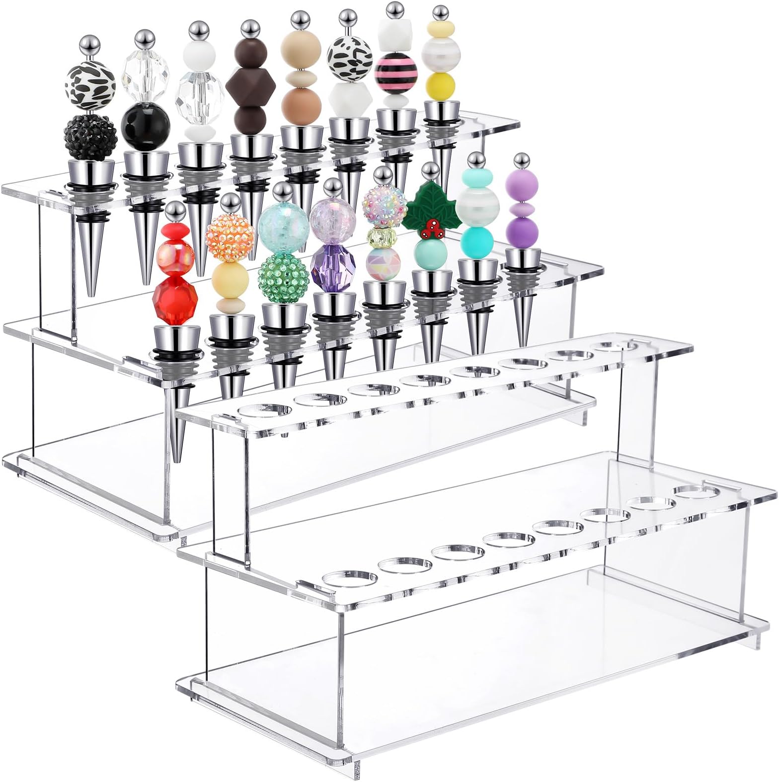 Amazon.com: Menkxi 2 Pcs Wine Bottle Stopper Display Stairs 16 Slot ...