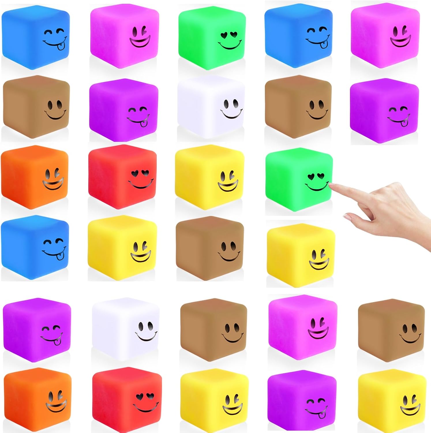 Amazon.com: 28Pcs Colour Smiley Face Cube Stress Balls|Taba Squishy ...