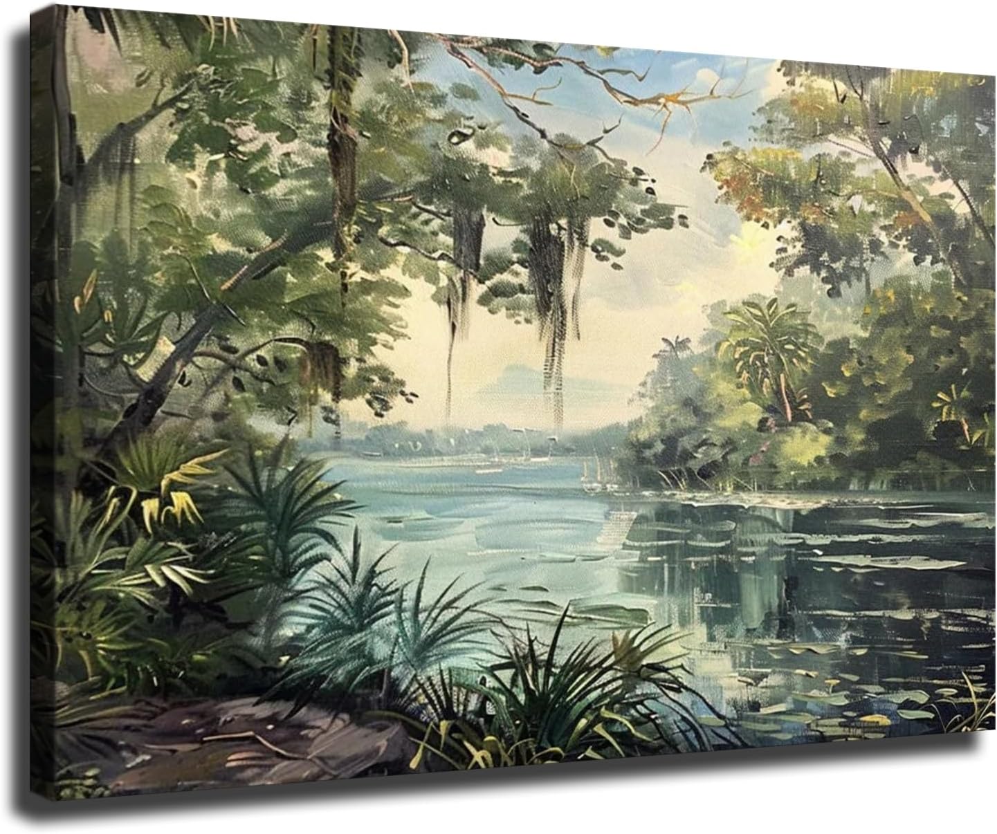 Amazon.com: Florida Landscape Oil Painting, Vintage Swamp Oil Painting ...
