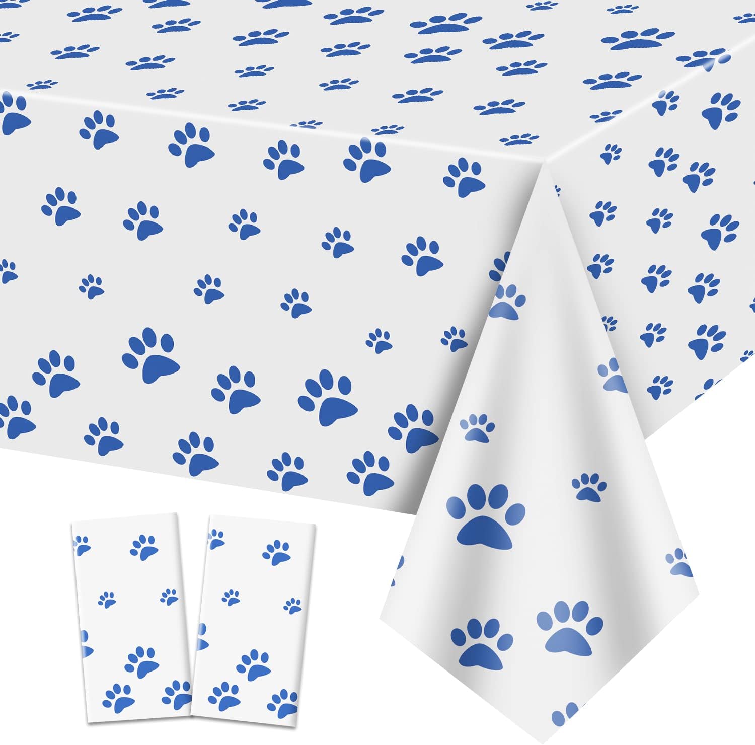 Amazon.com: 2 Pieces Puppy Paw Print Plastic Tablecloth Disposable ...
