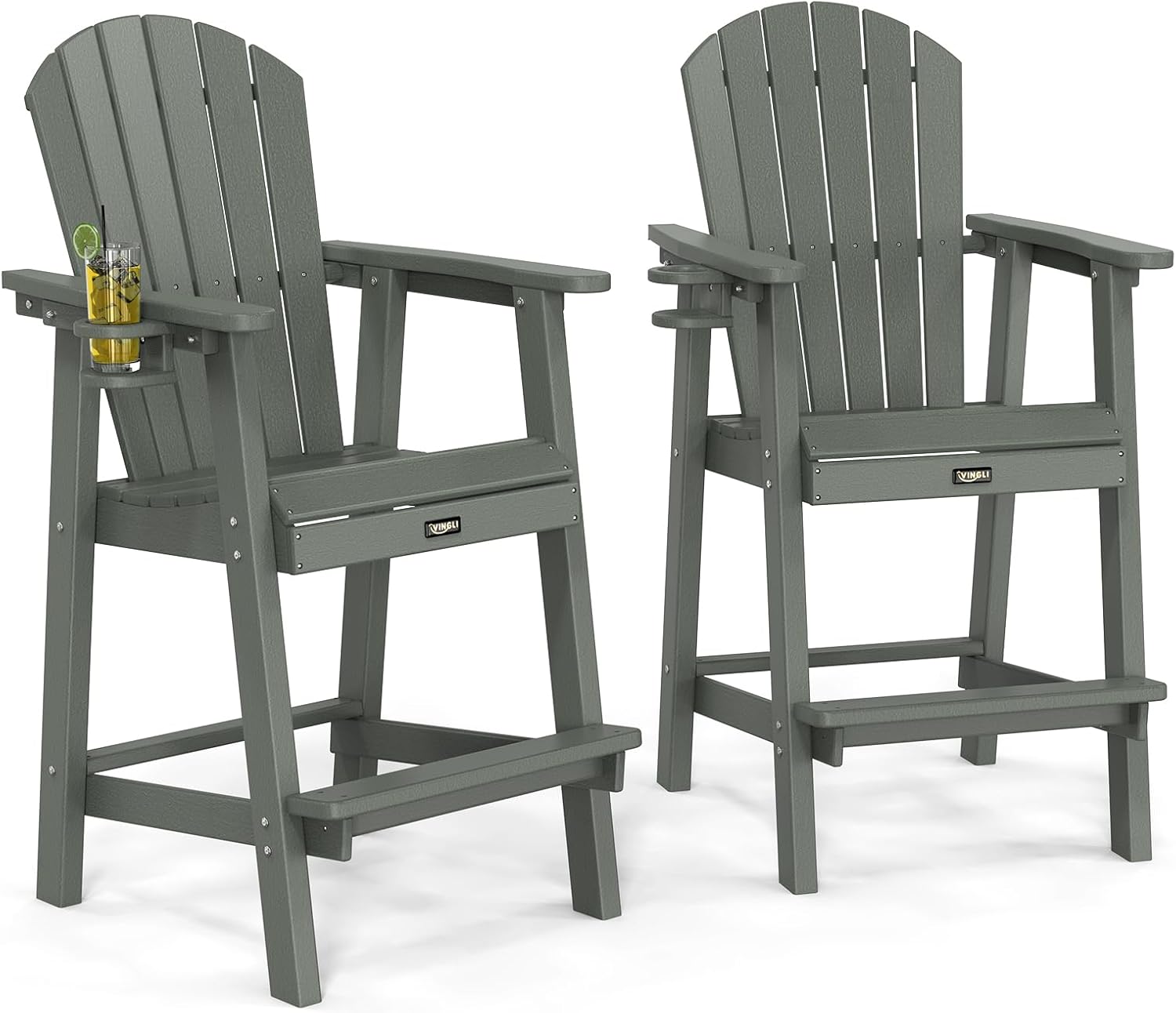 Amazon.com: VINGLI Tall Adirondack Chairs Set of 2 HDPE Adirondack Bar ...