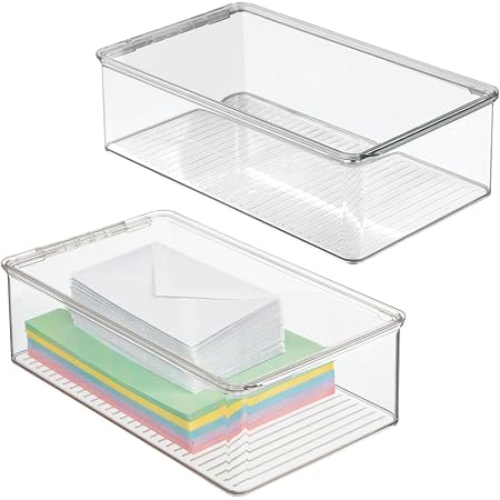Amazon.com: mDesign Plastic Stackable Home, Office Supplies Storage ...