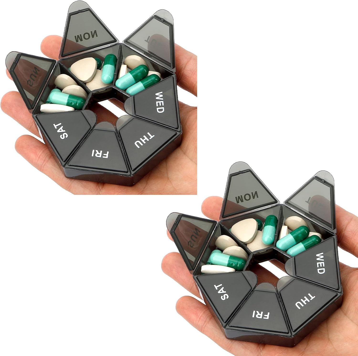 Amazon.com: Pill Organizer, 2 Pack Pill Box, Small Pill Case, Medicine ...