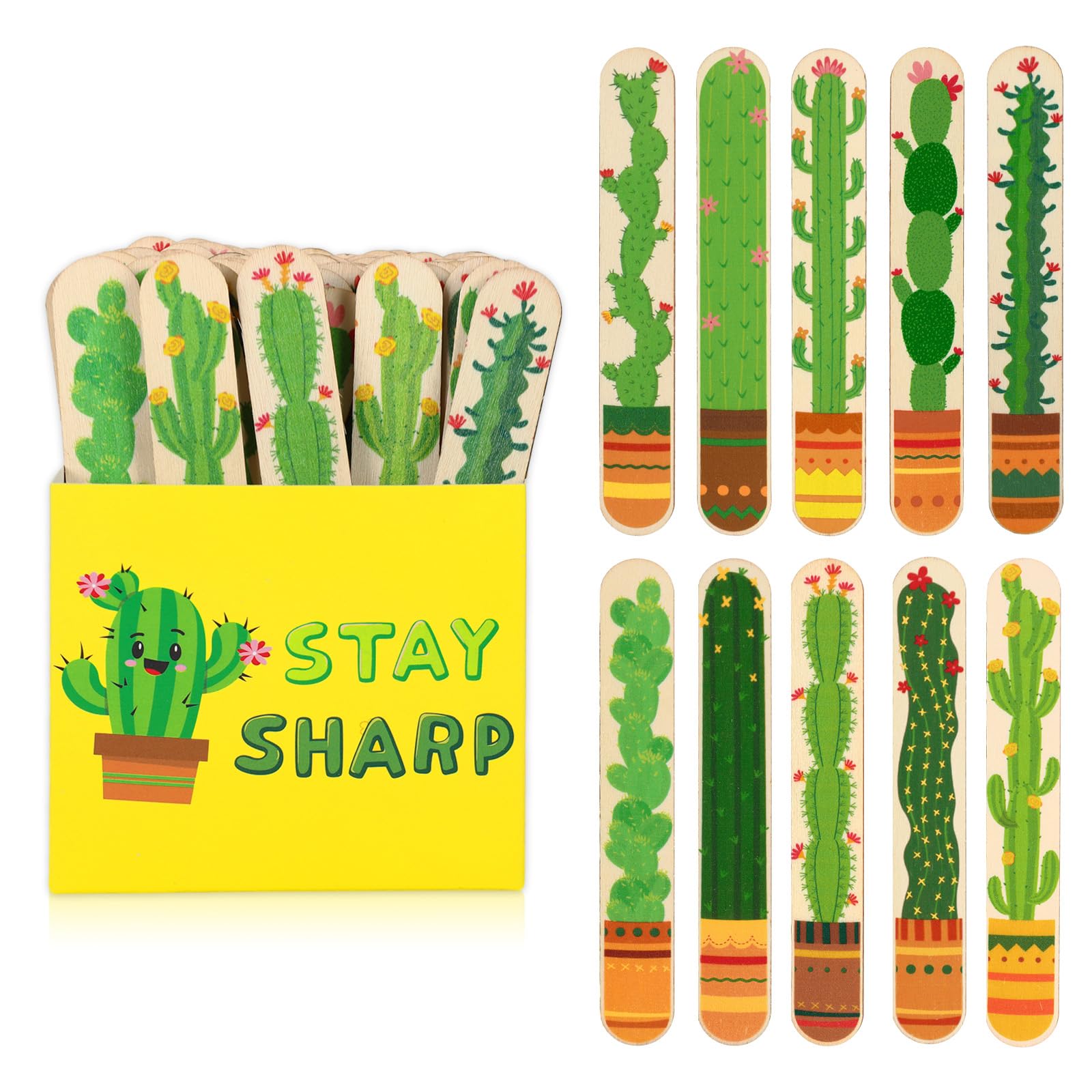 Whaline 101Pcs Cactus Flip Name Sticks with Carton Talking Flip Name ...