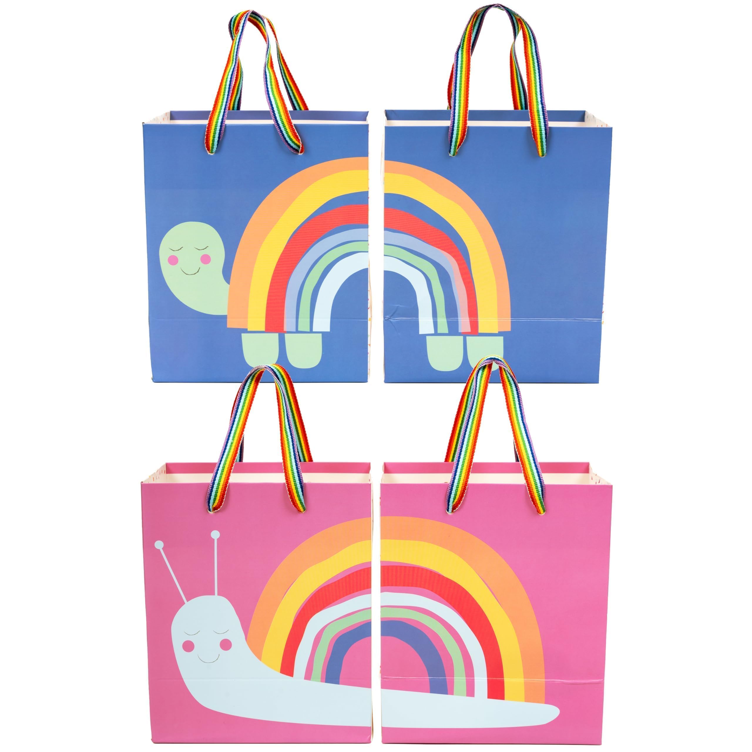 Amazon.com: Cheerland Rainbow Gift Bag with Handles with Stickers for ...