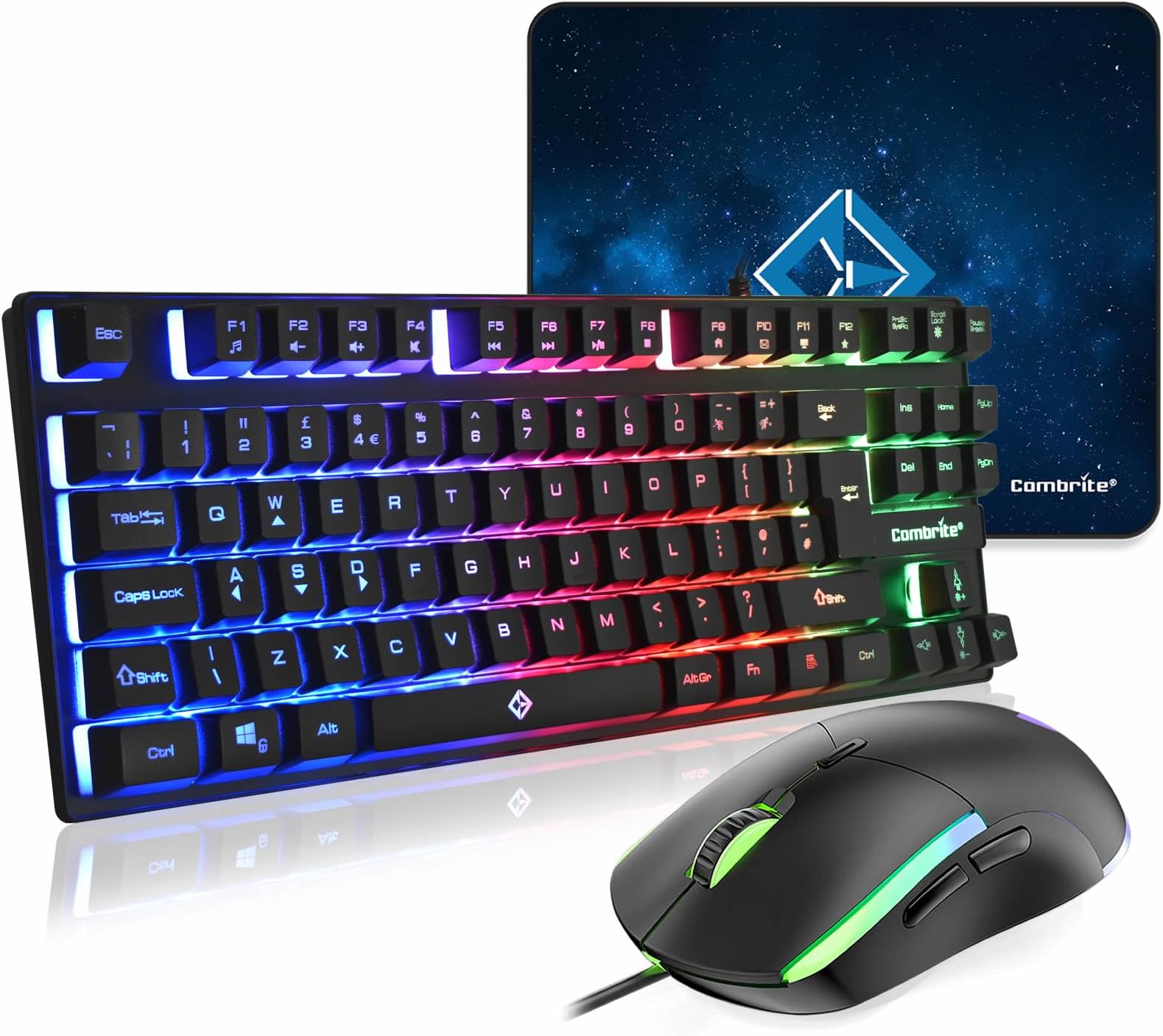 Rii Gaming Keyboard and Mouse,RGB Light Up Keyboard and Mouse Set for ...