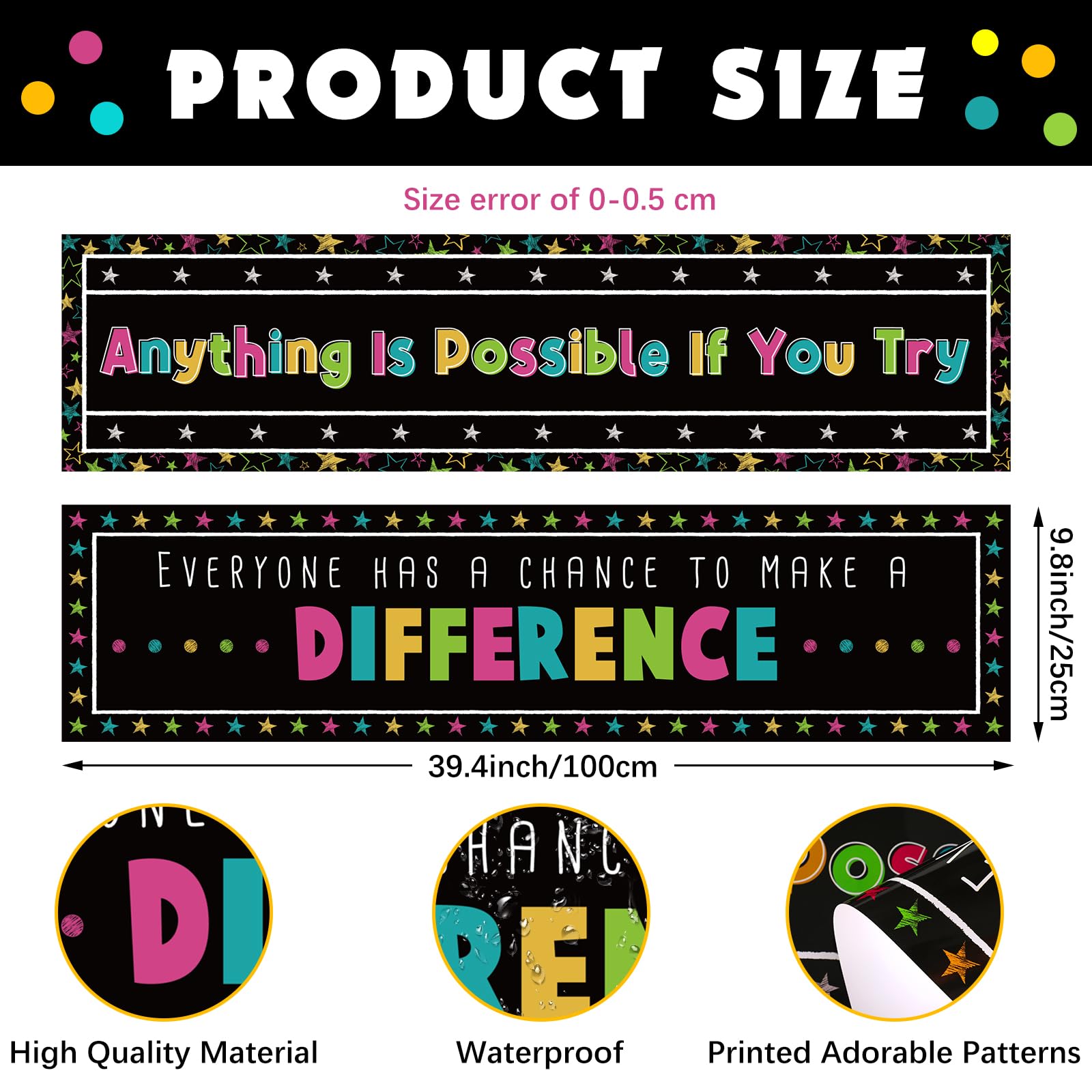 Snapklik.com : 2 Pcs Chalkboard Brights Motivational Classroom Banner ...