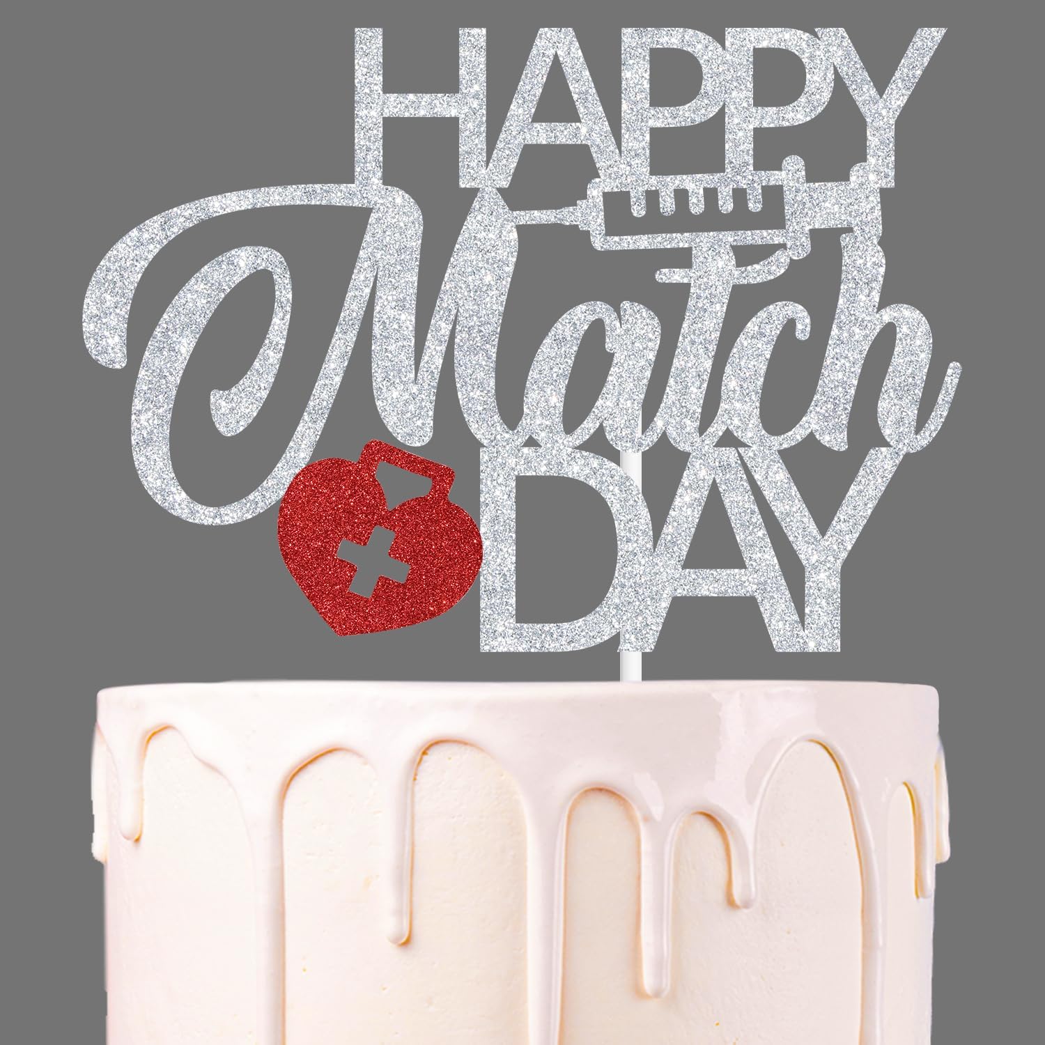 Amazon.com: Sliver Glitter Happy Match Day Cake Topper, It's a Match ...
