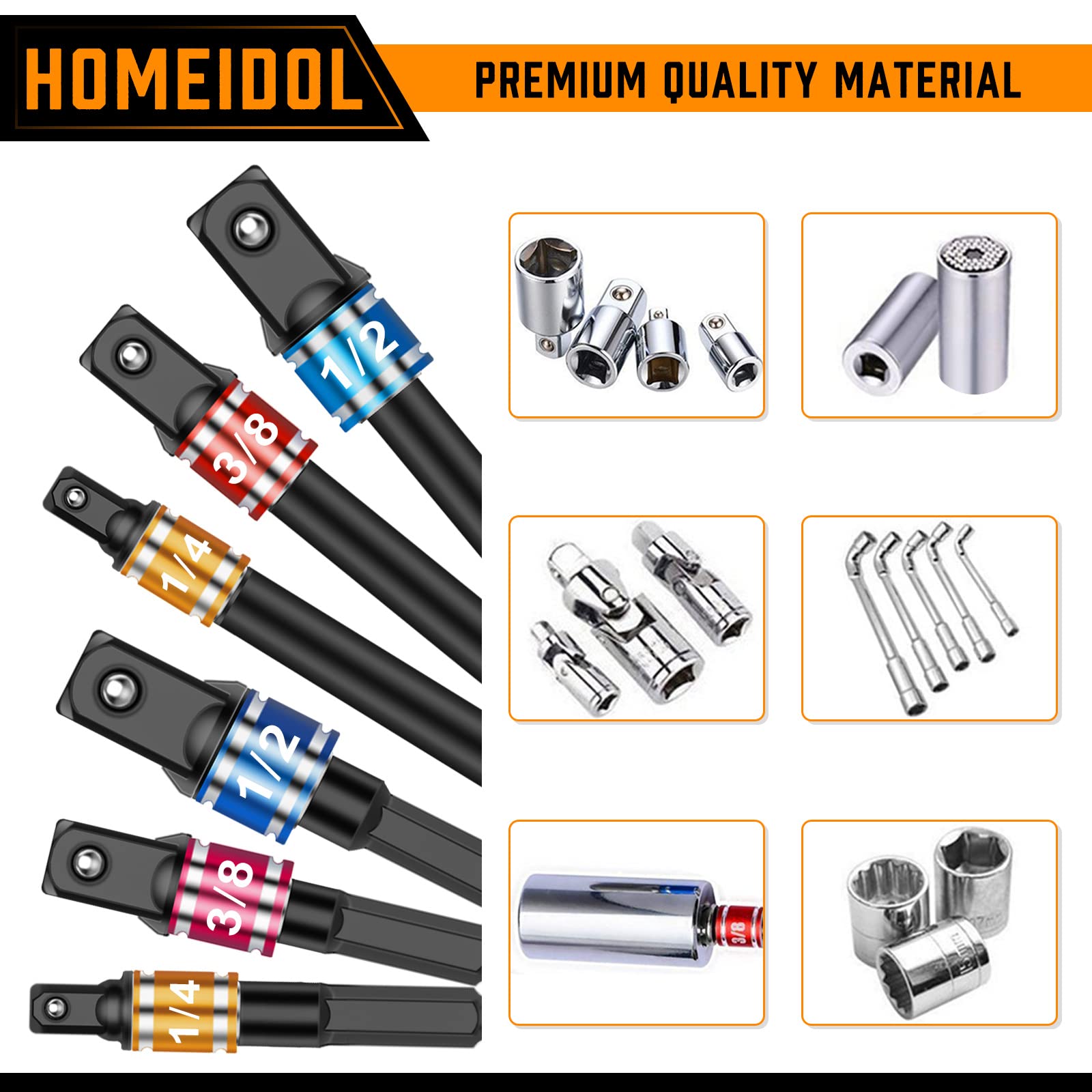 Snapklik.com : Impact Grade Socket Adapter Set, 3"& 6" Drill Socket ...