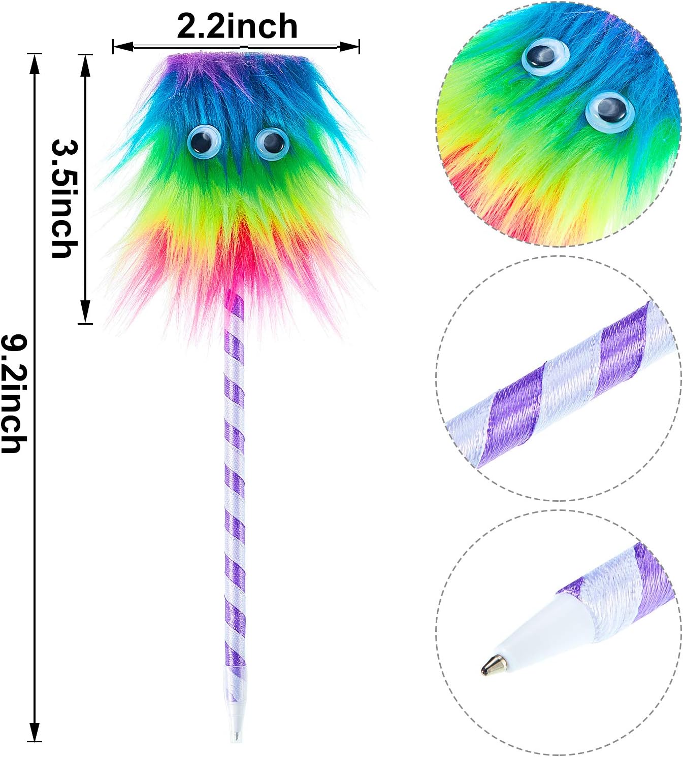 Outus 20 Pcs Rainbow Party Favor Pens Cute Fluffy Fuzzy Pens Fun Pens ...