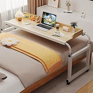 Amazon.com: Over Bed Laptop Table - Adjustable Height 65-95cm, Rolling ...
