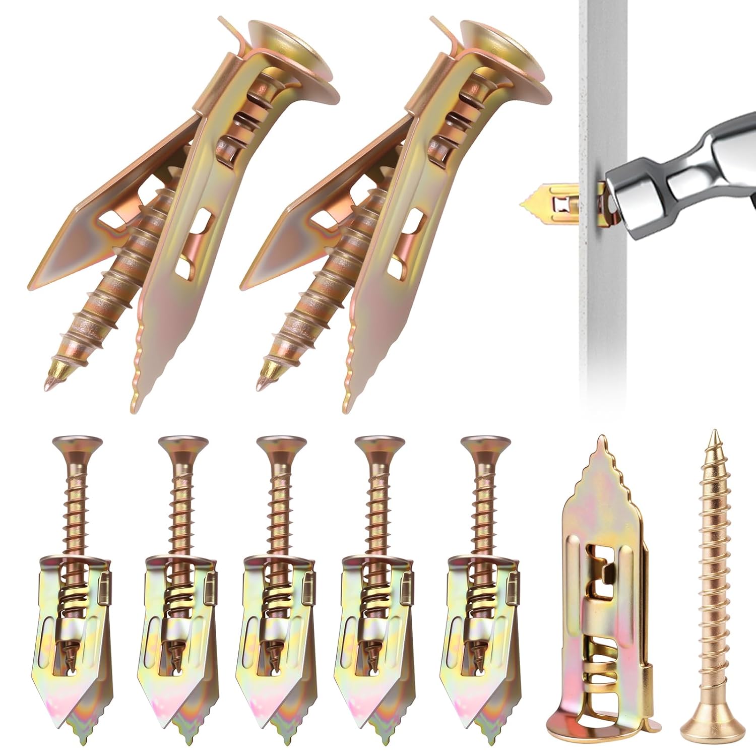 160 Pcs Drywall Self Drilling Anchors with Screws Kit, 80 Sheetrock ...