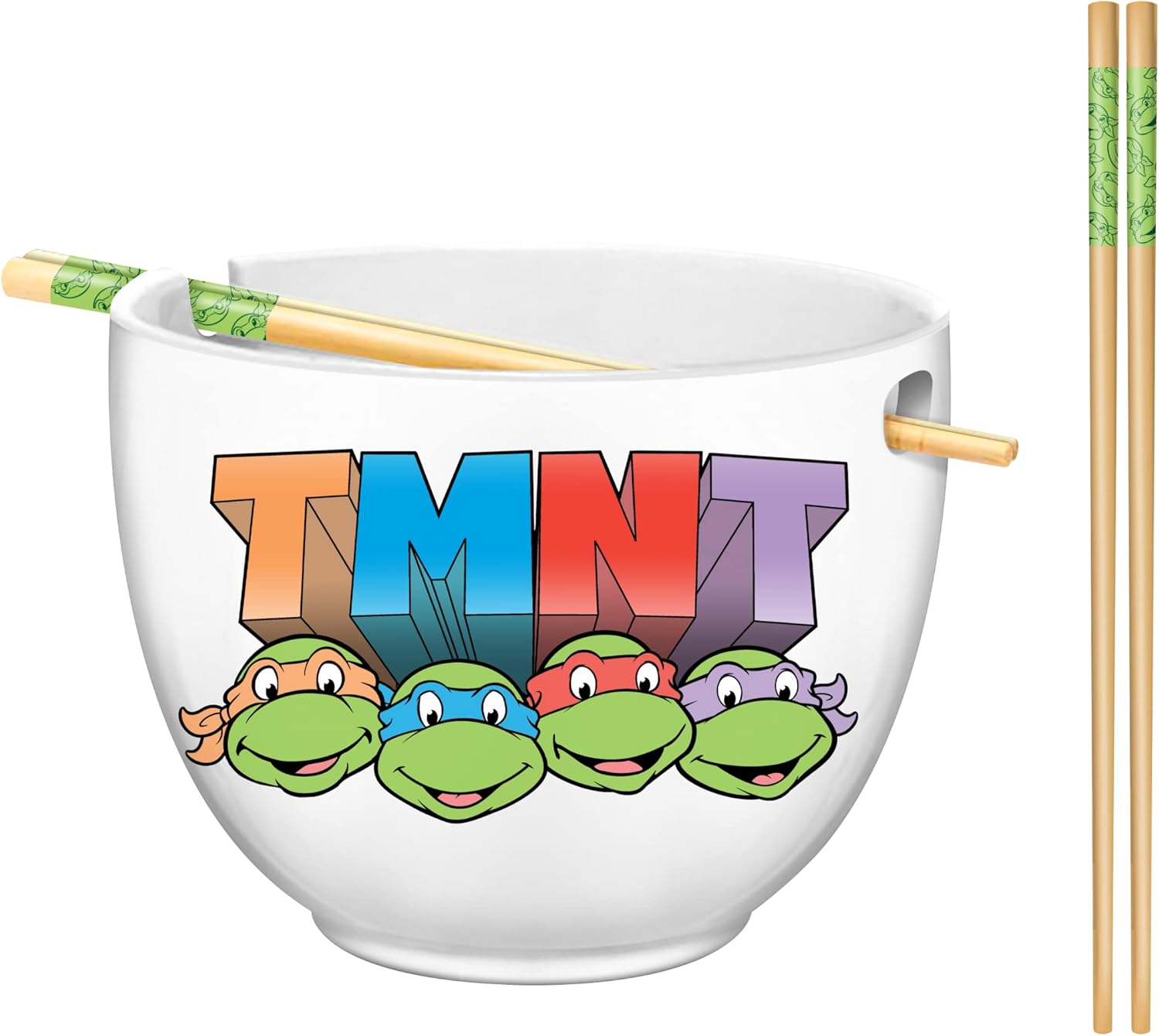 Amazon.com: Silver Buffalo TMNT Faces Logo Boxed Ceramic Ramen Bowl ...