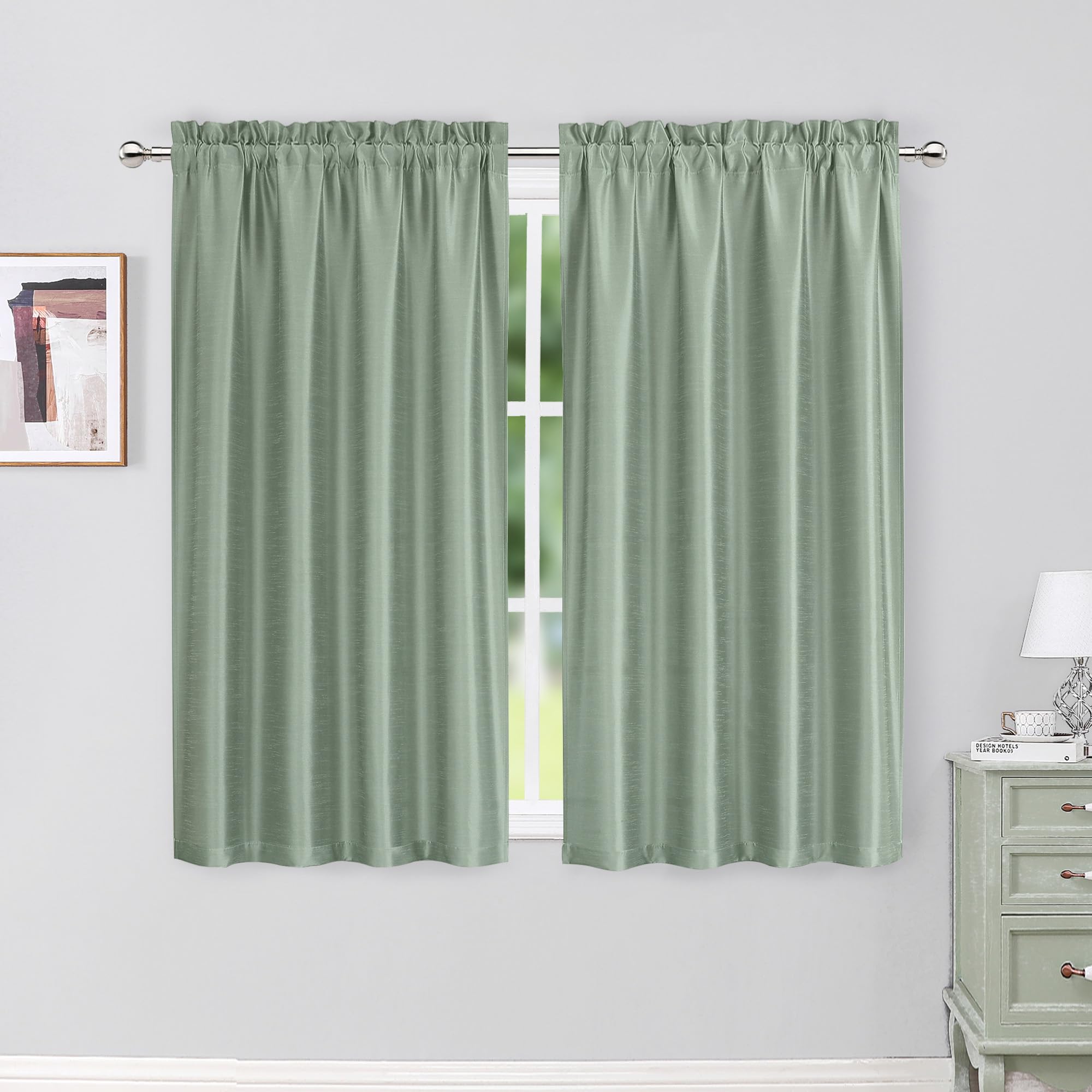 Amazon.com: Chyhomenyc Uptown Light Sage Green Curtains 54 Inch ...
