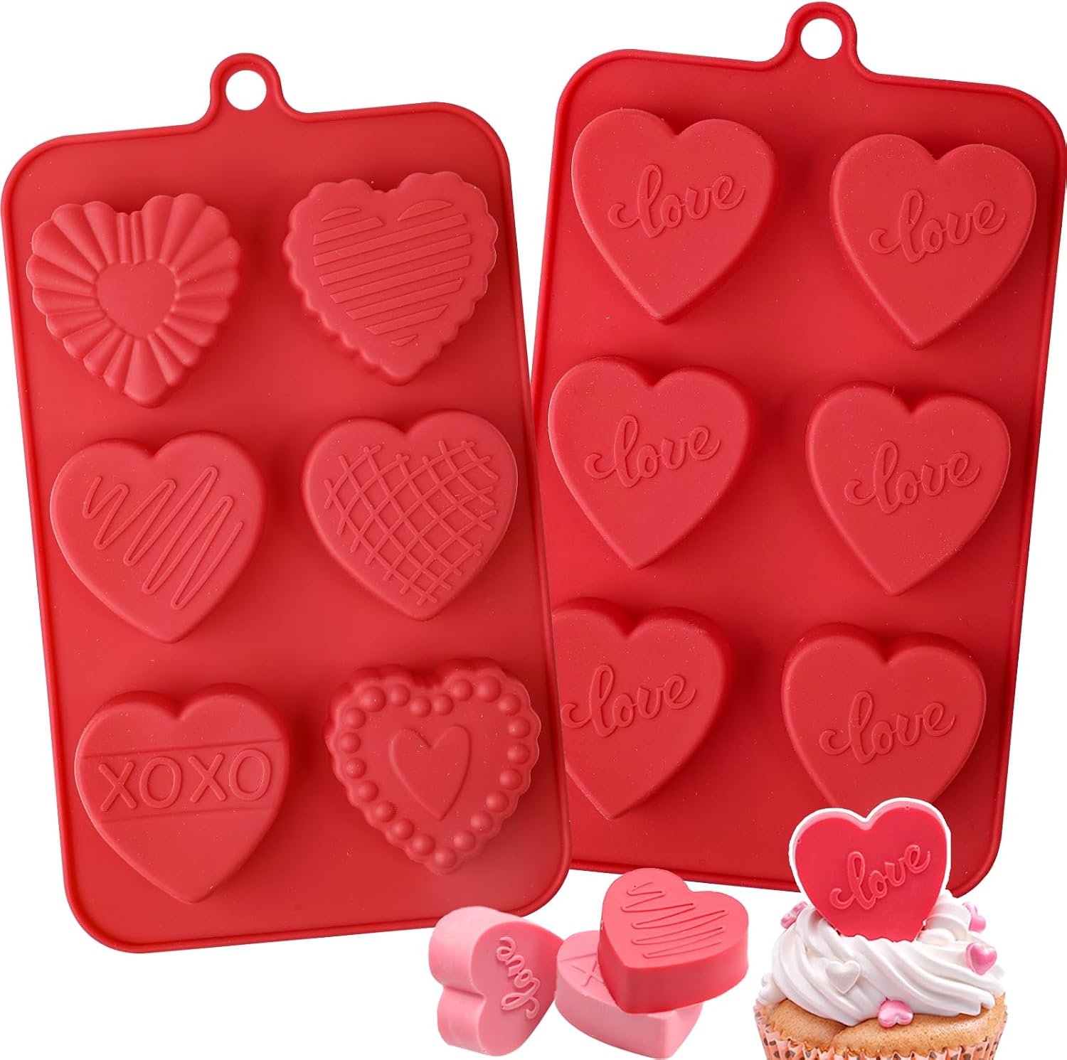 Amazon.com: Webake Heart Shaped Chocolate Mold 6-Cavity, 2 Pack ...