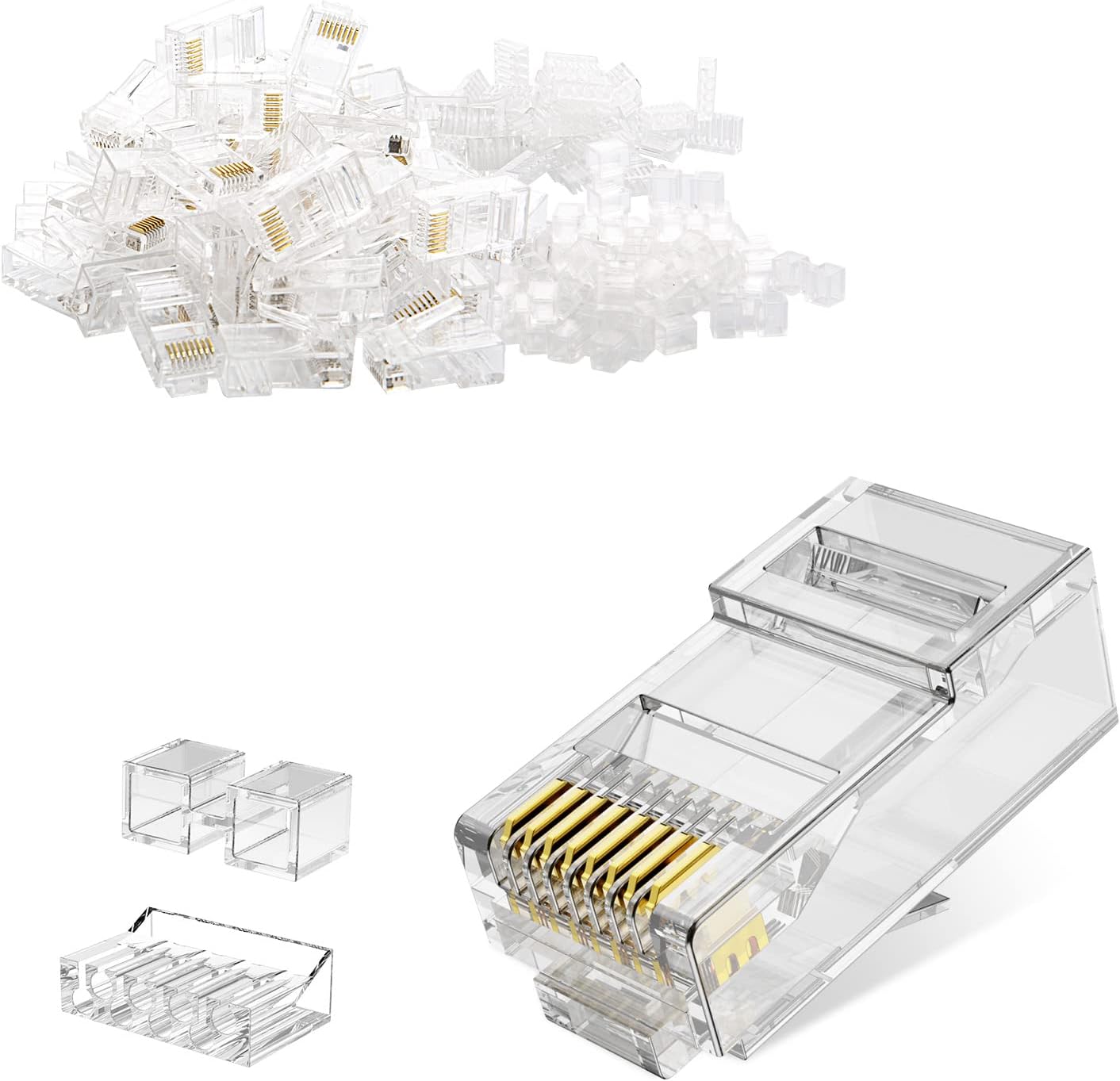 Amazon.com: Monoprice Cat5e RJ45 Modular Plugs - Crimp Connectors, Gold ...