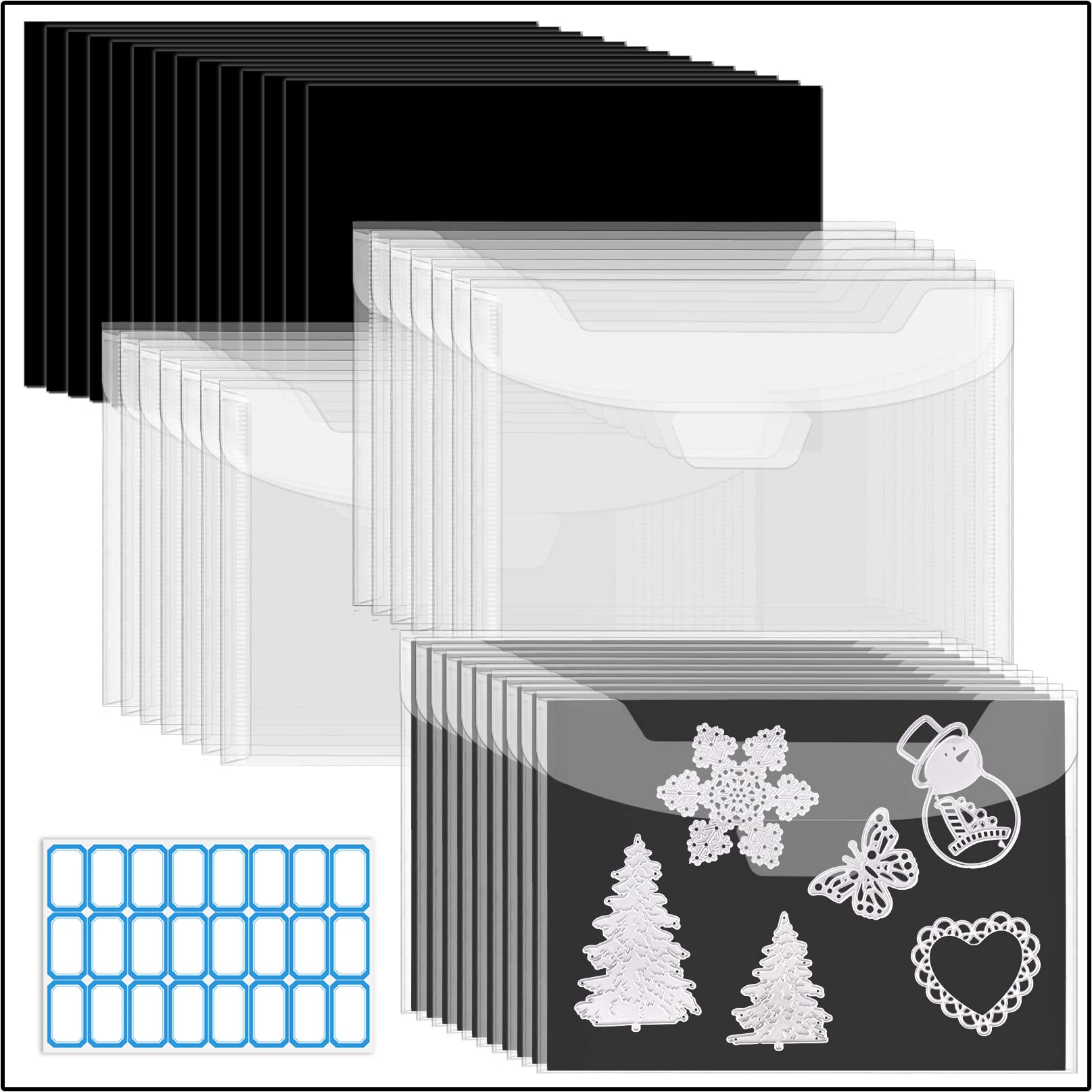 Amazon.com: Csyidio 24 Pieces 9.4 x 7 inch Clear Stamp and Die Storage ...