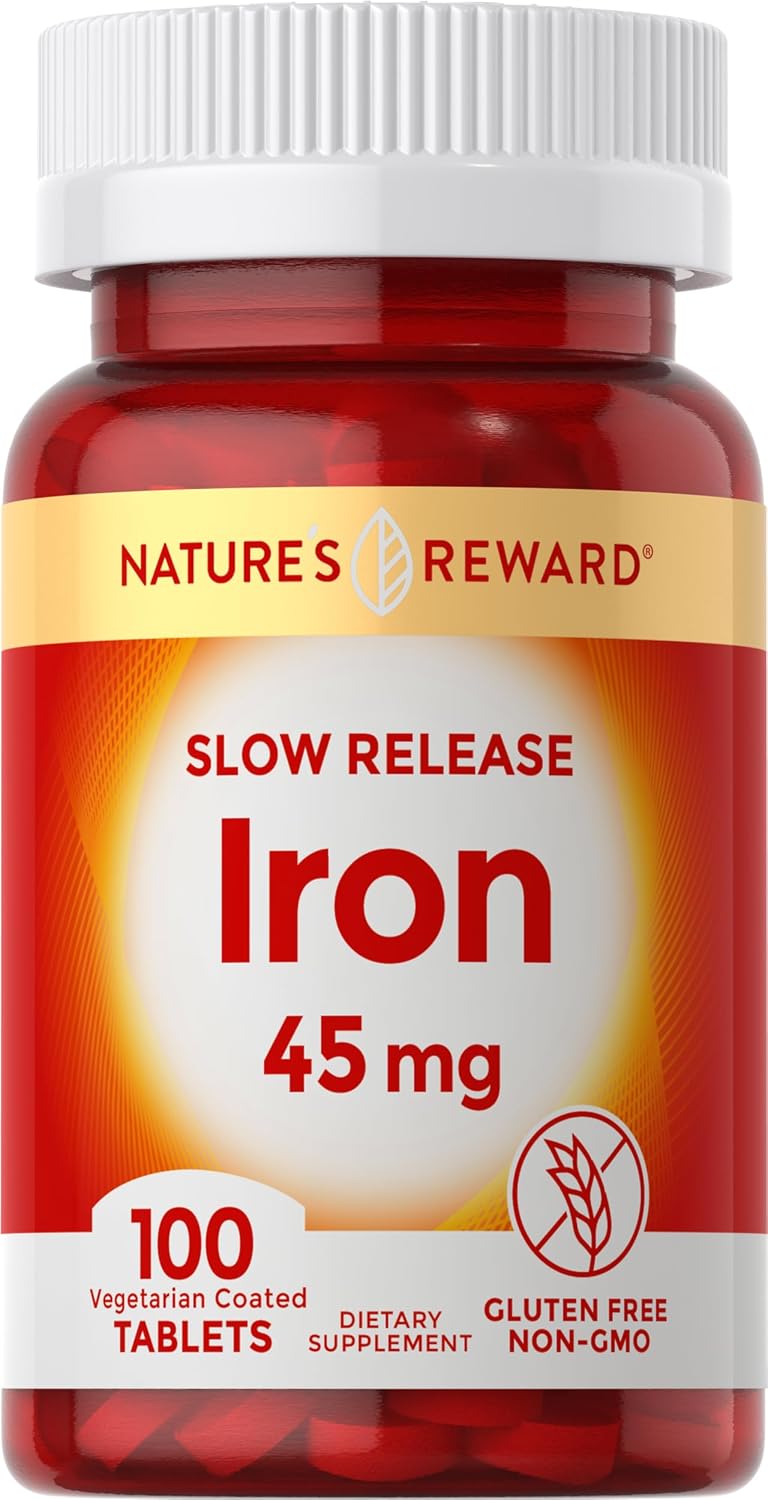 Amazon.com: Slow Release Iron - 45mg - 100 Tablets - Vegetarian, Non ...