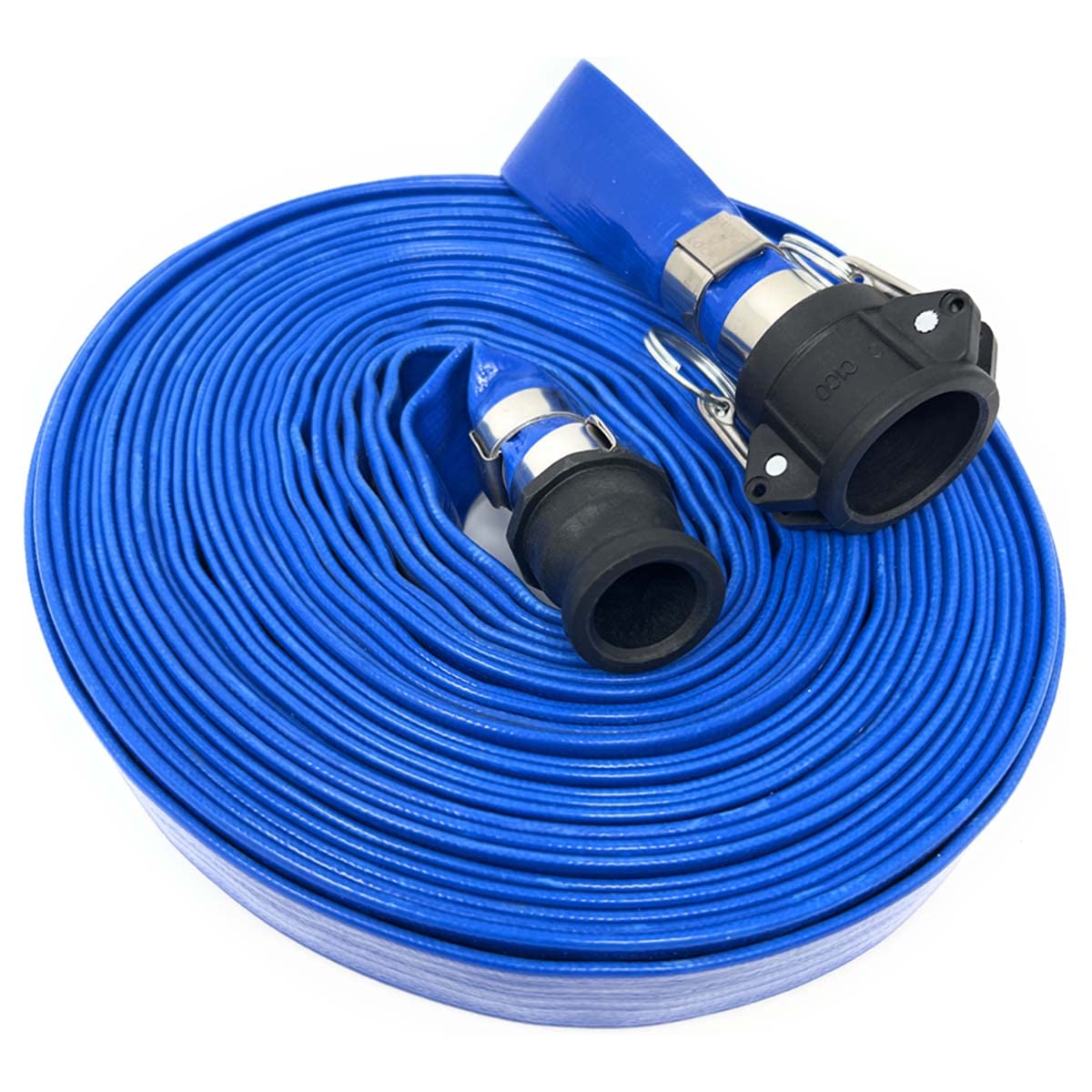 Snapklik.com : Gloxco 1" X 50 Blue Lay Flat PVC Discharge Hose Assembly