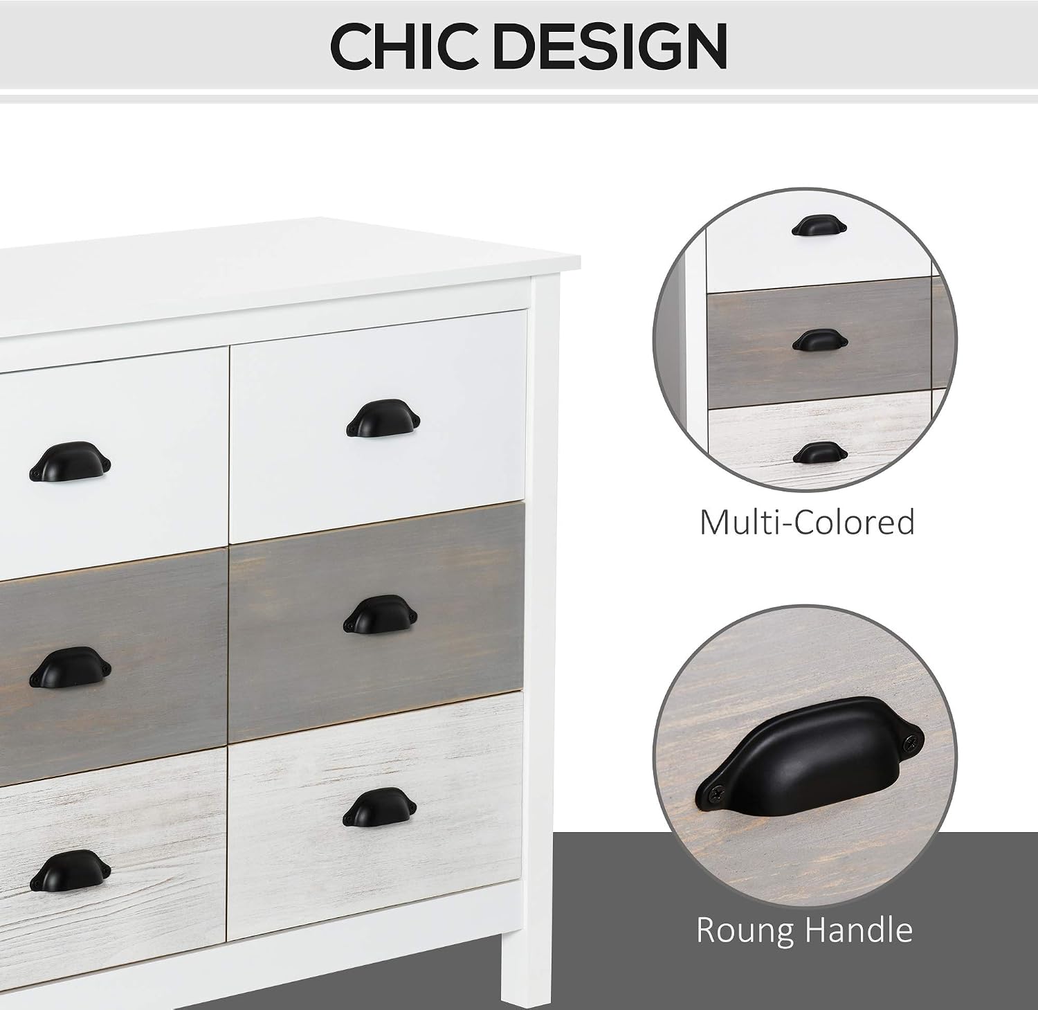 Buy HOMCOM Chest of Drawers, Storage Cabinet, Sideboard Home Organizer ...