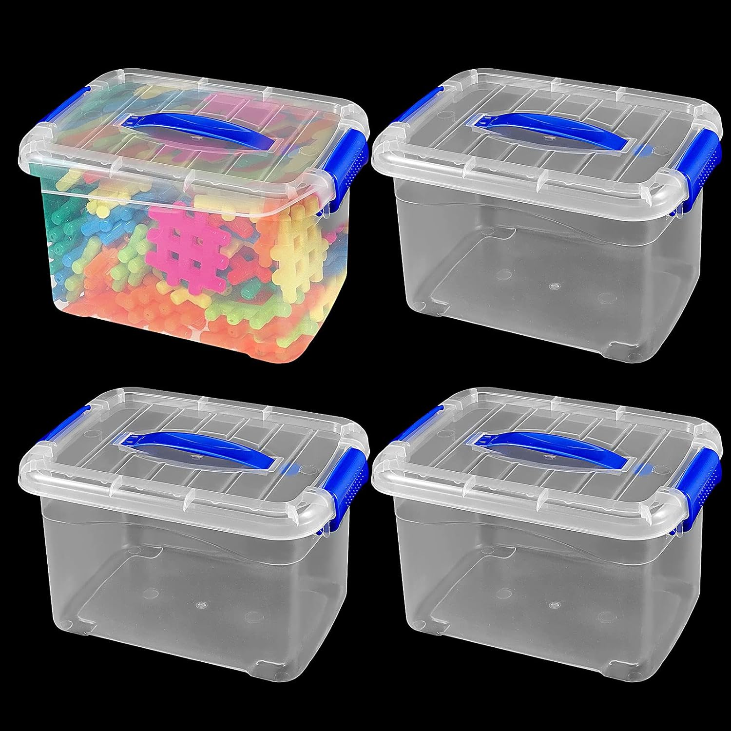 YUUHJUN 4 Pack 6 Quart Clear Latch Storage Box with Lid, Plastic ...