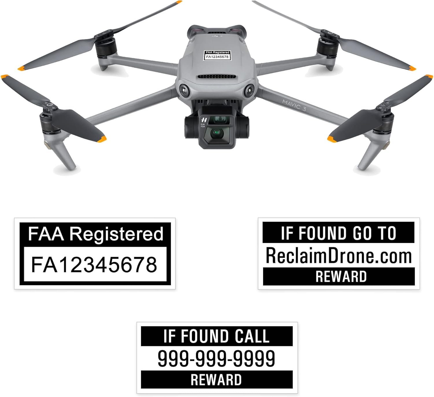 Amazon.com : Drone Labels for Mavic 3 (3 Sets of 3) Customized - 2 ...
