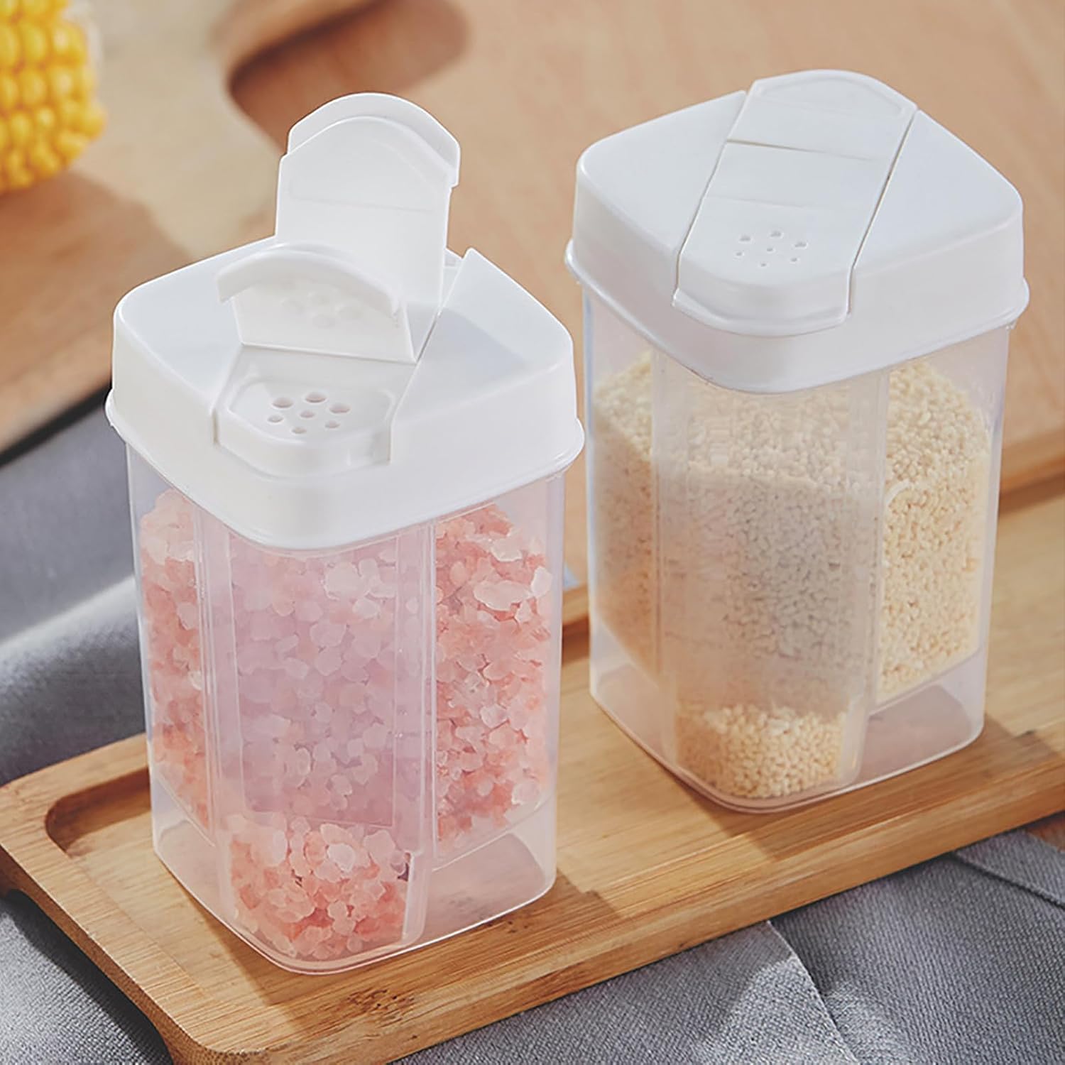 Amazon.com: 2PCS Plastic Salt and Pepper Shaker Set, 2 in 1 Seasoning ...