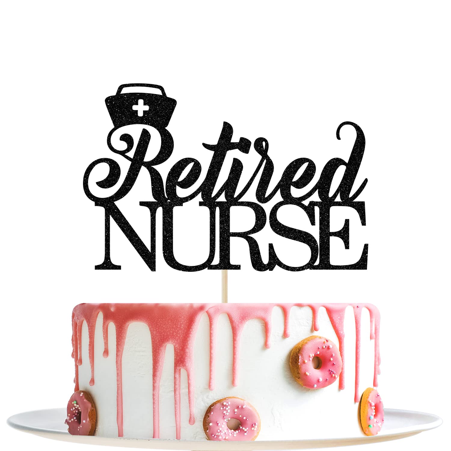 Buy Black Glitter Retired Nurse Cake Topper - Happy Retirement ...