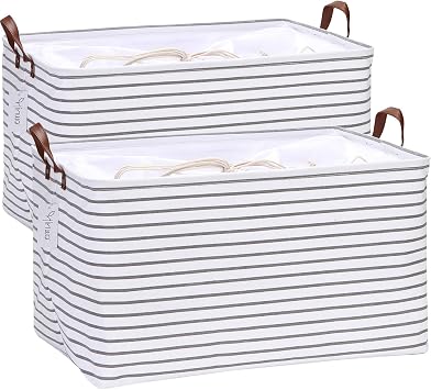 Amazon.com - Hinwo 2-Pack Extra Large Canvas Fabric Storage Baskets ...