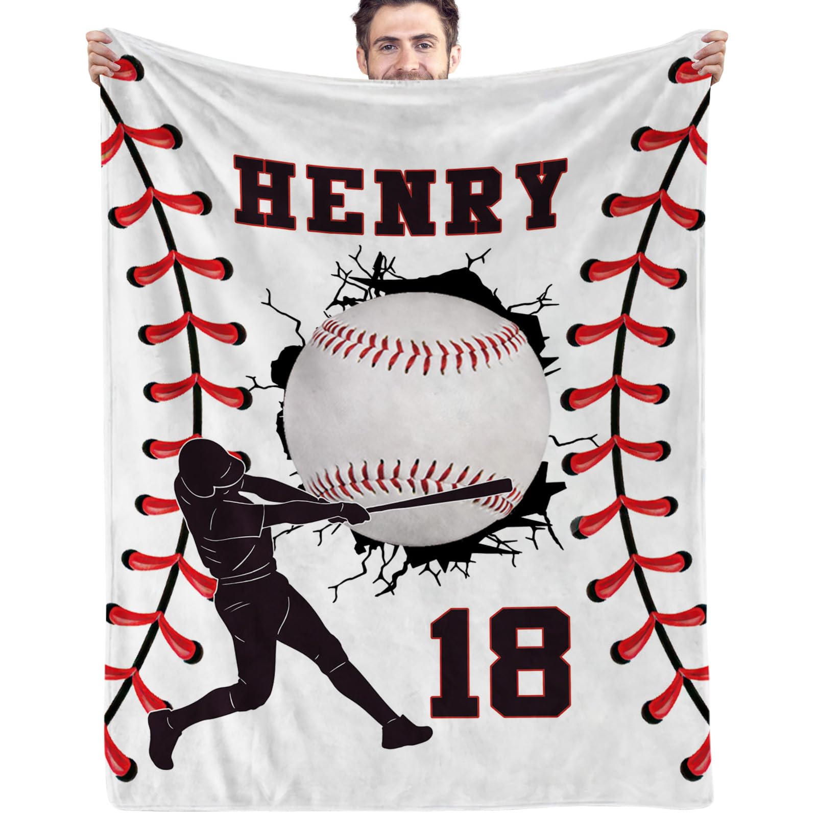 Amazon.com: Pinkfulum Personalized Baseball Blankets with Name Numbers ...