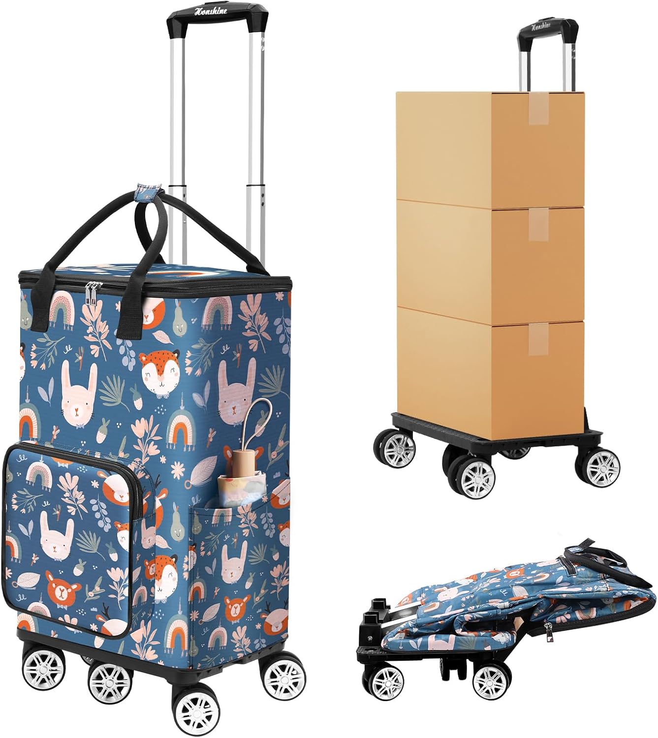 Amazon.com: Honshine Shopping Cart for Grocery, Upgrade Large Capacity ...