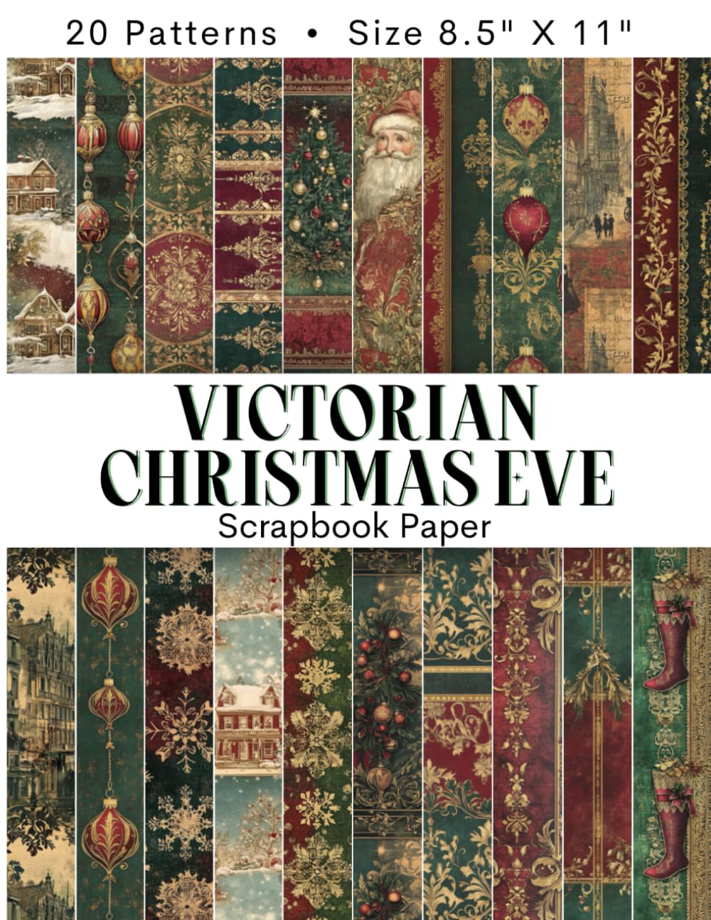 VICTORIAN CHRISTMAS EVE Scrapbook Paper: Vintage Rich Red & Green ...