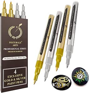 Amazon.com: Pinturale Arts 4 Gold And Silver Paint Pens | Set 2 Gold ...