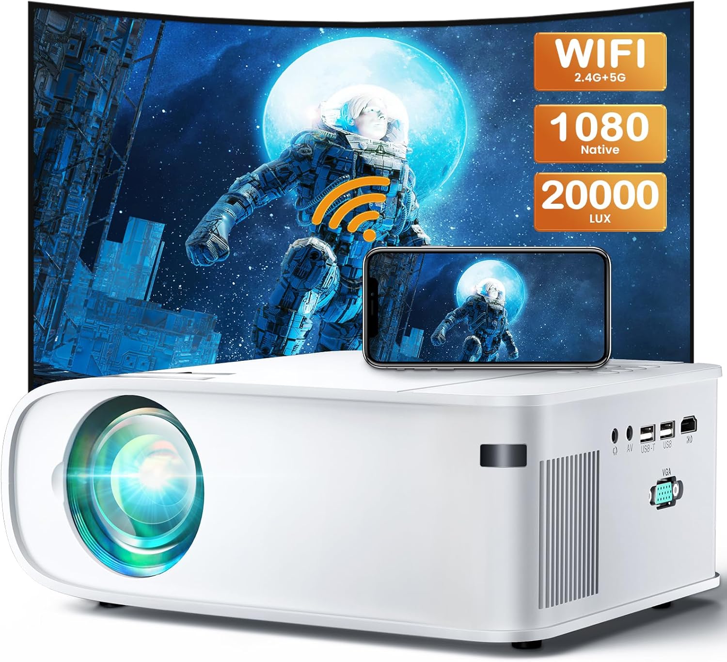 Amazon.com: Projector for iPhone, ARTSEA 20000L 4K HD Projector Native ...