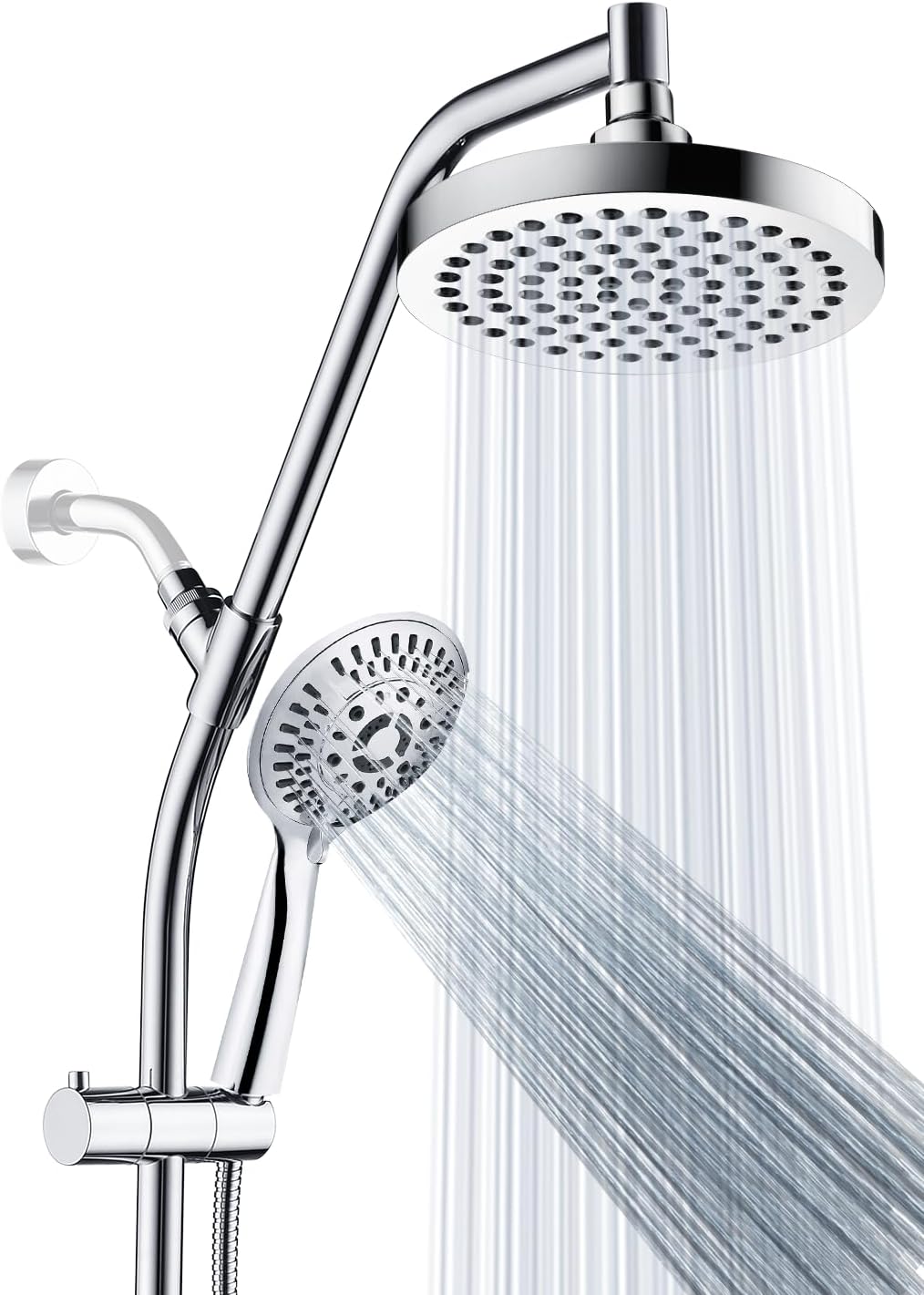 BRIGHT SHOWERS Rain Shower Head Combo with Solid Brass Slide Bar ...