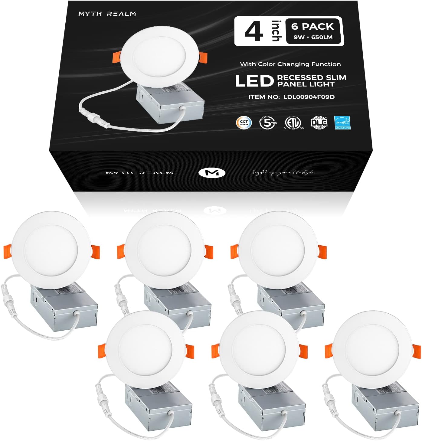 Amazon.com: MYTH REALM 6 Pack 4 Inch 5CCT Ultra-Thin LED Recessed Ceiling Light with Junction ...