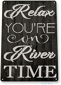 Amazon.com: ZMKDLL Tin Sign Relax River Time Lake House Cottage Rustic ...