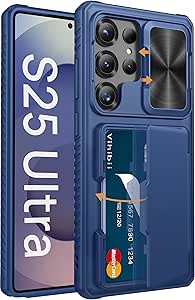 Amazon.com: Vihibii for Samsung Galaxy S25 Ultra Case with Card Holder (4 Cards), [RFID Blocking ...
