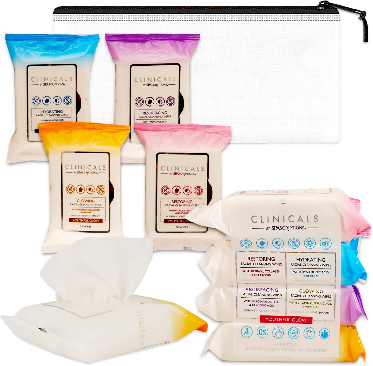 Amazon.com: Makeup Cleansing Wipes Variety 4 Pack - Bundle with 120 ...