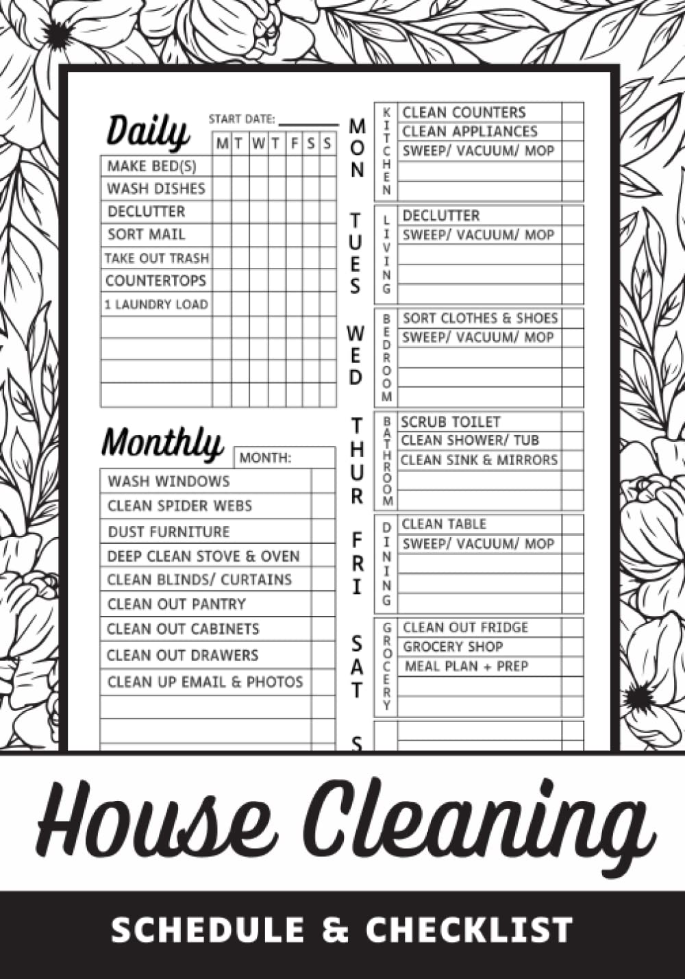 House Cleaning Schedule & Checklist: Daily, Weekly, Monthly Household ...