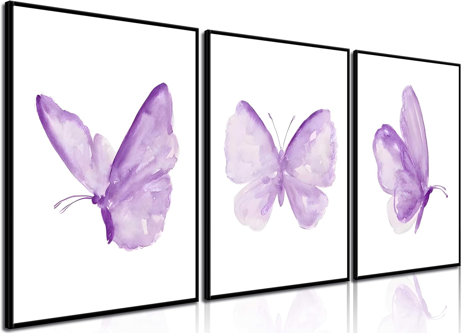 Amazon.com: 3Pcs Butterfly Wall Art Purple Butterfly Posters Pictures ...