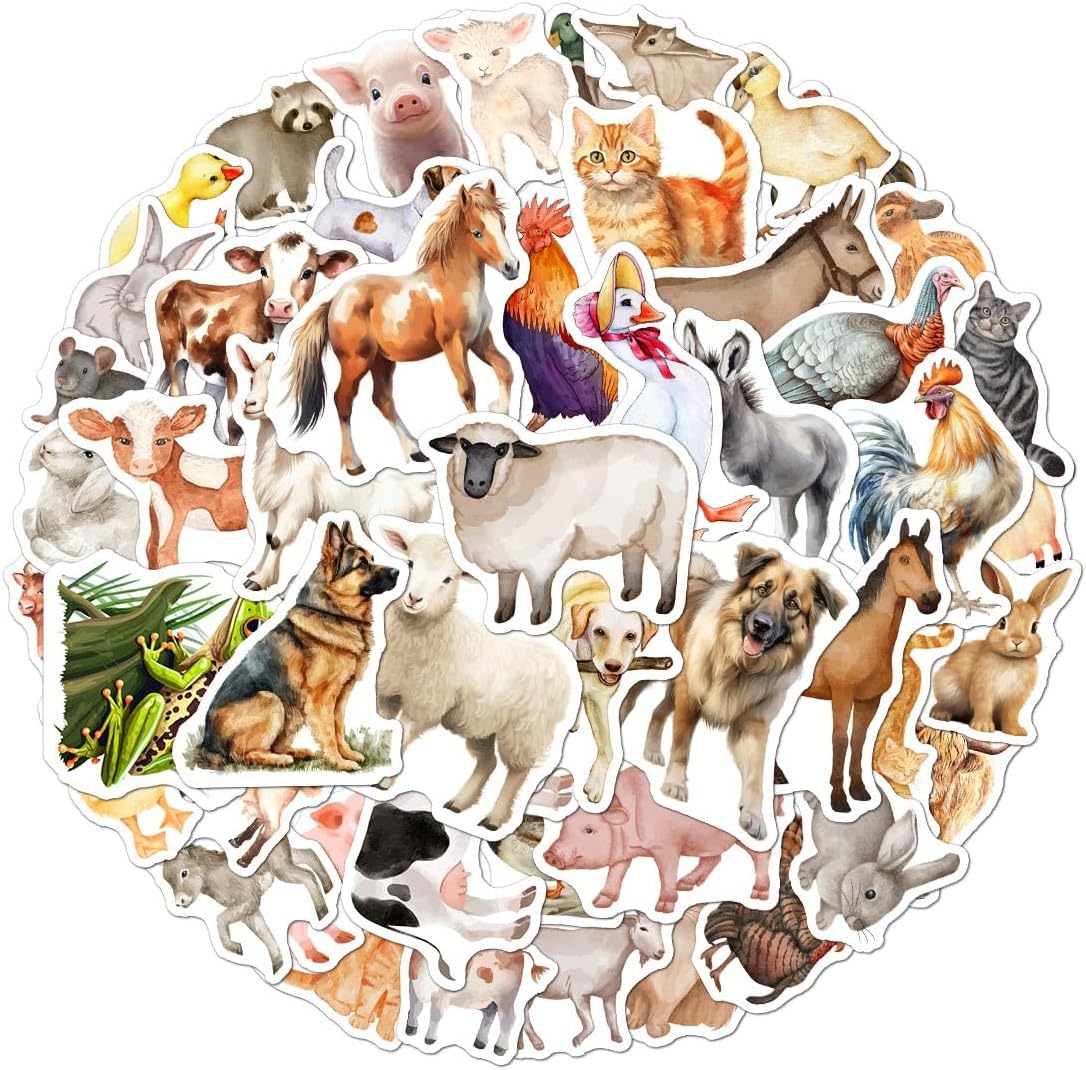 Amazon.com: Farm Animals Stickers - 50 Pcs Cute Decals，Waterproof ...